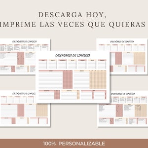 Calendario de Limpieza Editable / Imprimible/ Semanal, Mensual, Anual ...