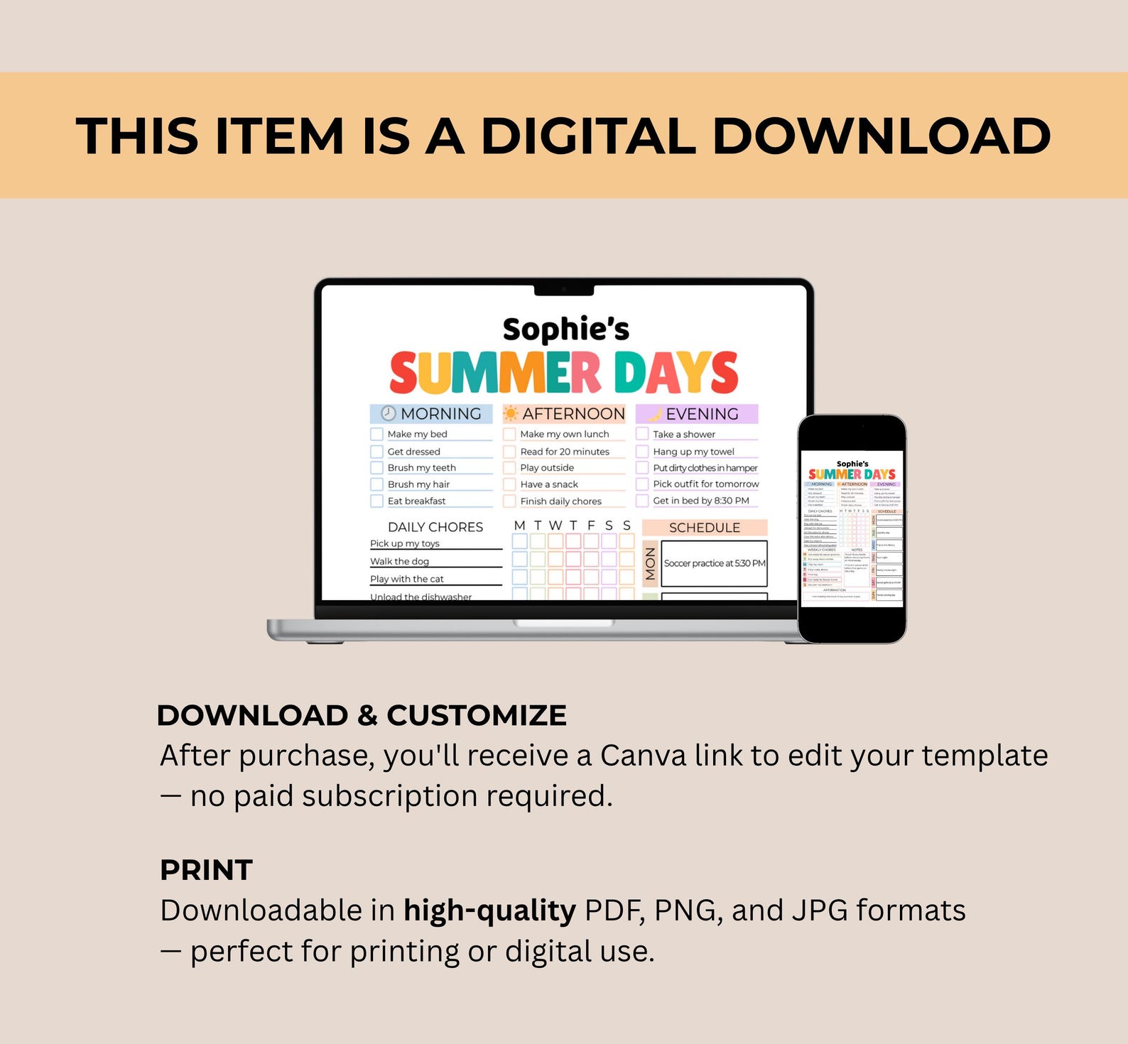 Summer Planner Kids Summer Printable Summer | Children Summer Routine ...