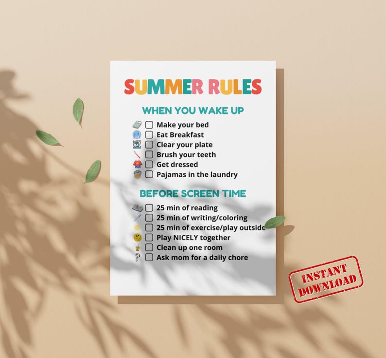 Summer Chore Chart | Editable | Printable Chore Chart for Kids | Summer ...