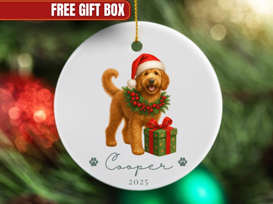 Personalized Goldendoodle Christmas Ornament, Custom Dog Ornament ...