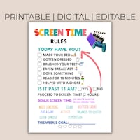Screen Time Chart Template | Kids Screen Time Checklist | Screen Time ...
