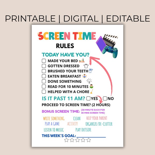 Summer Screen Time Rule - Etsy