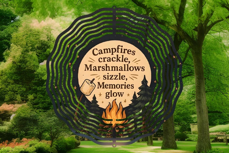 Camping Wind Spinner, Campfire Windspin Digital Design for Sublimation ...
