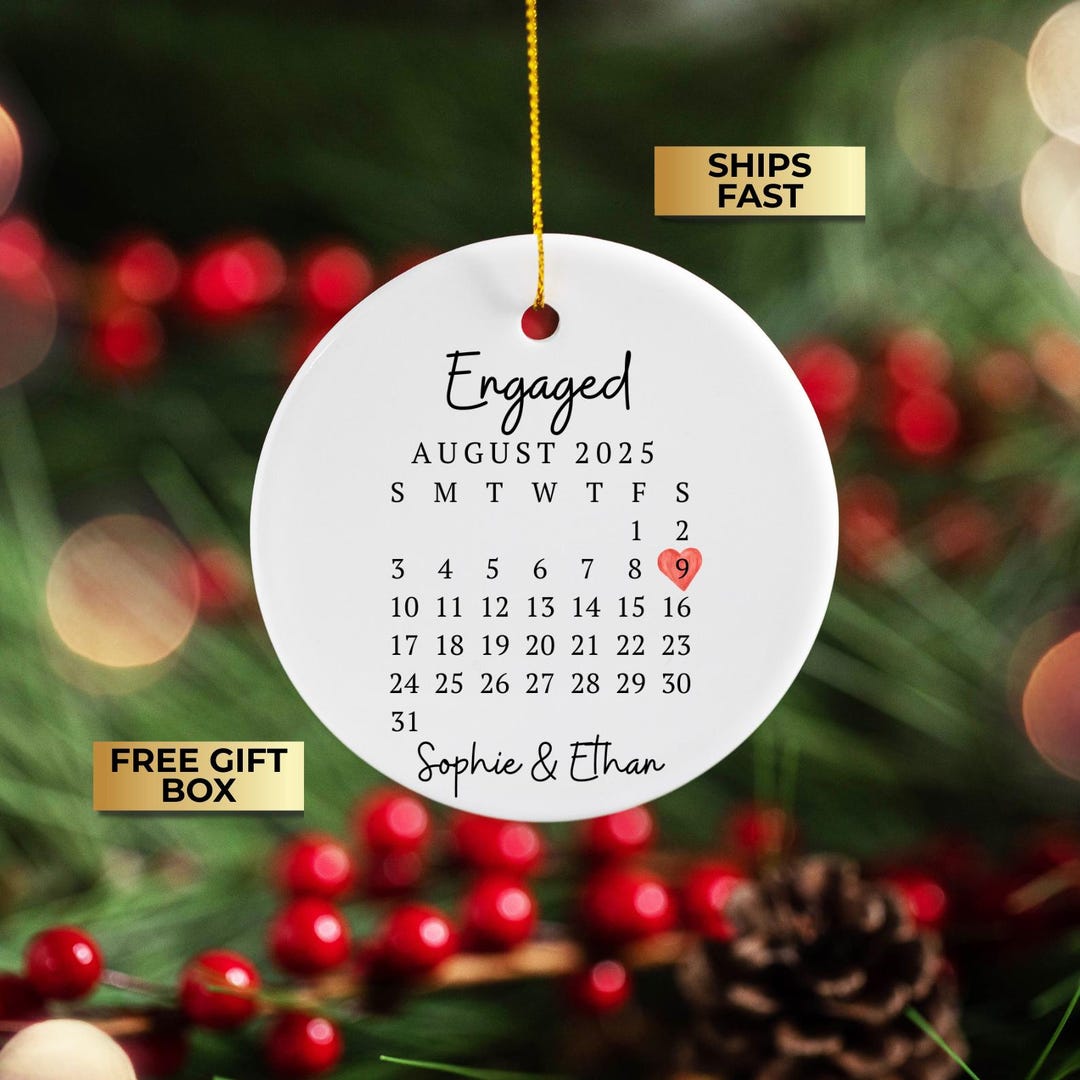 Engagement Ornament, Personalized Engagement Bauble, Engaged Ornament ...