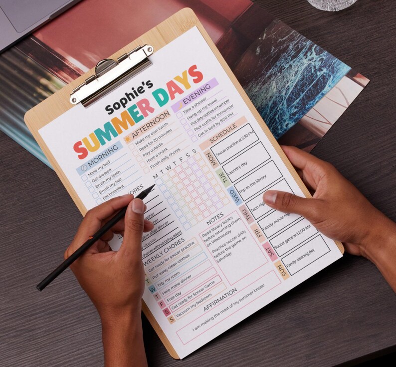 Summer Planner Kids Summer Printable Summer | Children Summer Routine ...