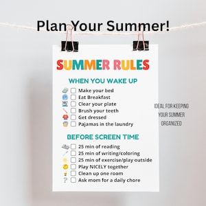 Summer Chore Chart | Editable | Printable Chore Chart for Kids | Summer ...