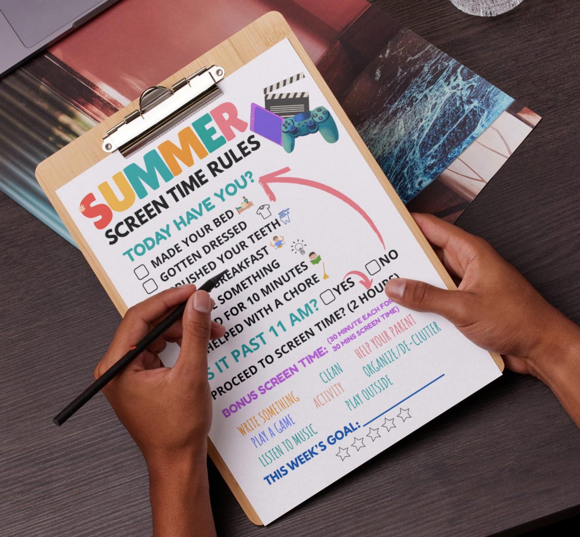 Summer Screen Time Rules Printable | Children Summer Routine | Kids ...