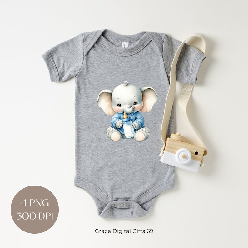 Cute Watercolor Baby Boy Elephants Clipart PNG, Little Elephants, Baby ...