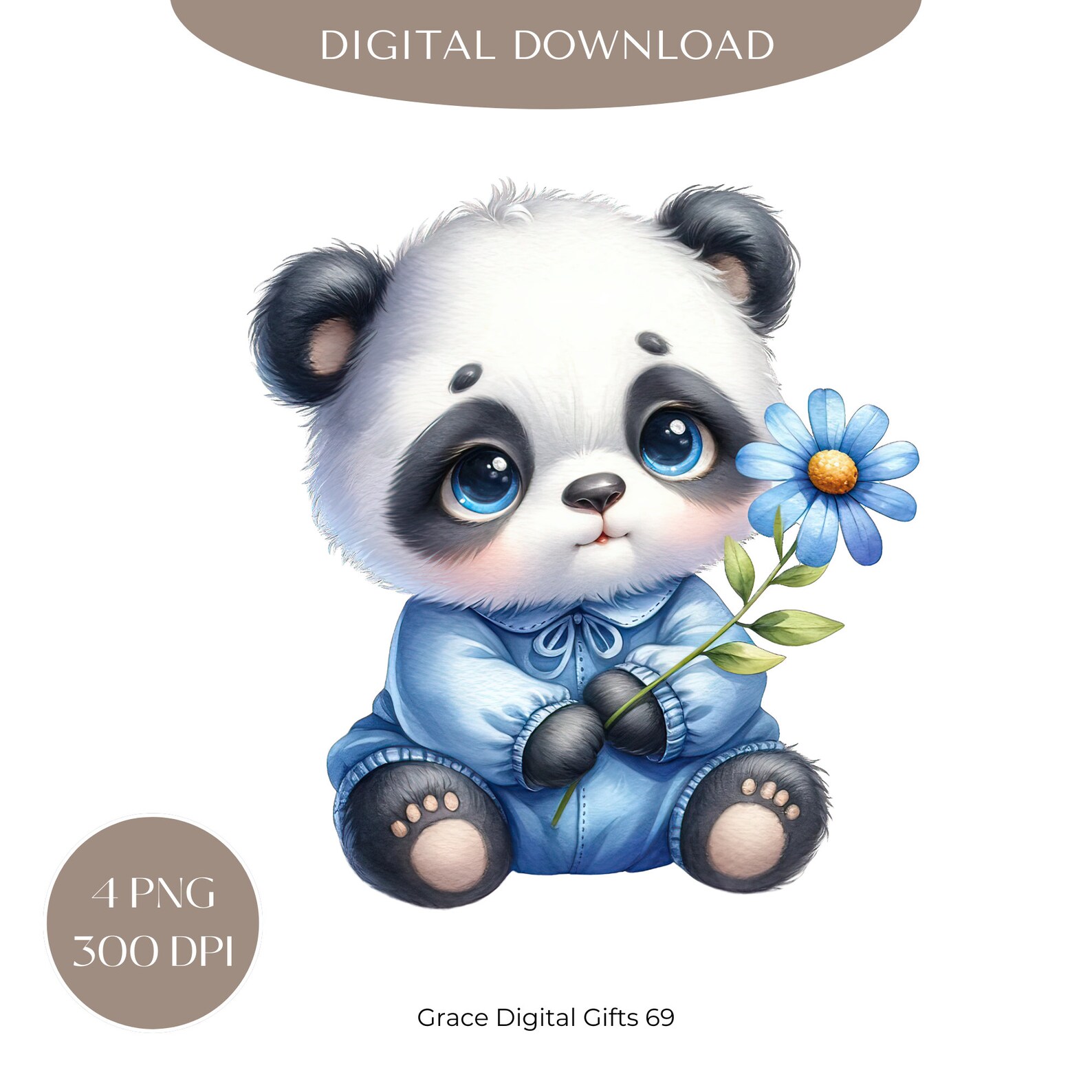 Cute Watercolor Baby Boy Pandas Clipart PNG, Little Pandas, Baby-shower ...