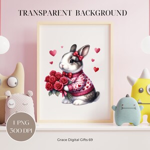 Watercolor Valentines Cute Rabbit Clipart PNG, Animals Clipart Nursery ...