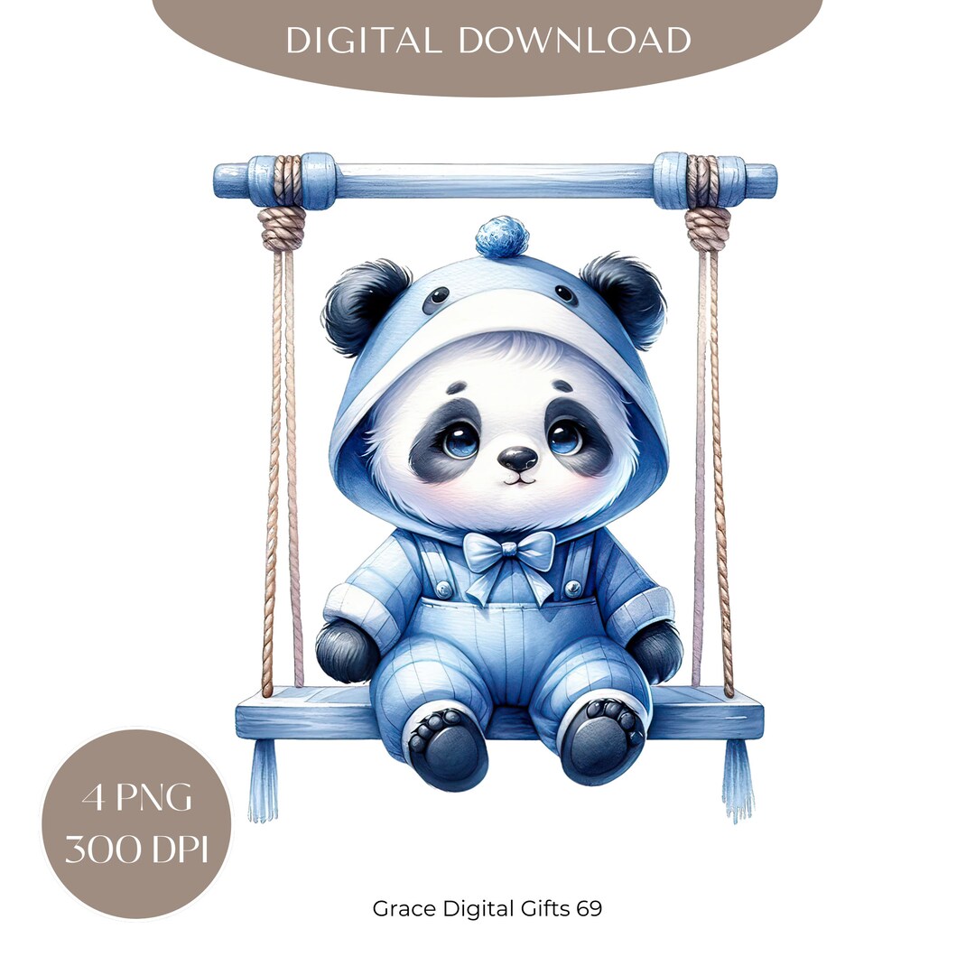 Cute Watercolor Baby Boy Pandas Clipart PNG, Little Pandas, Baby-shower ...