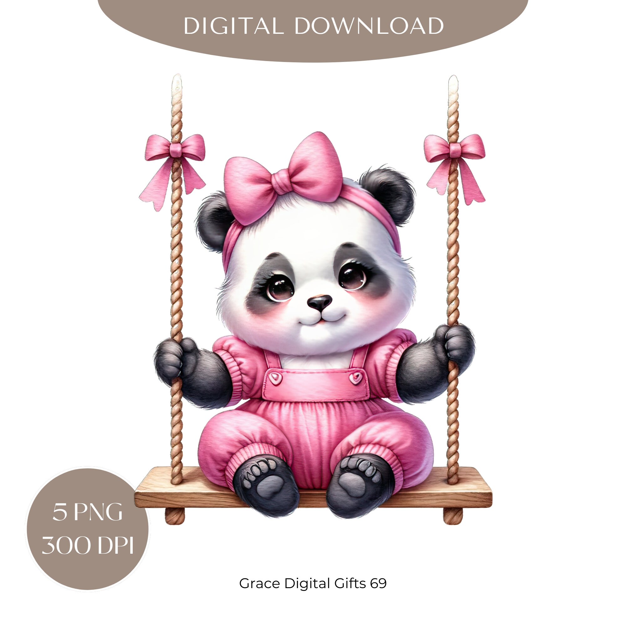 Cute Watercolor Baby Girl Pandas Clipart PNG, Little Pandas, Baby ...