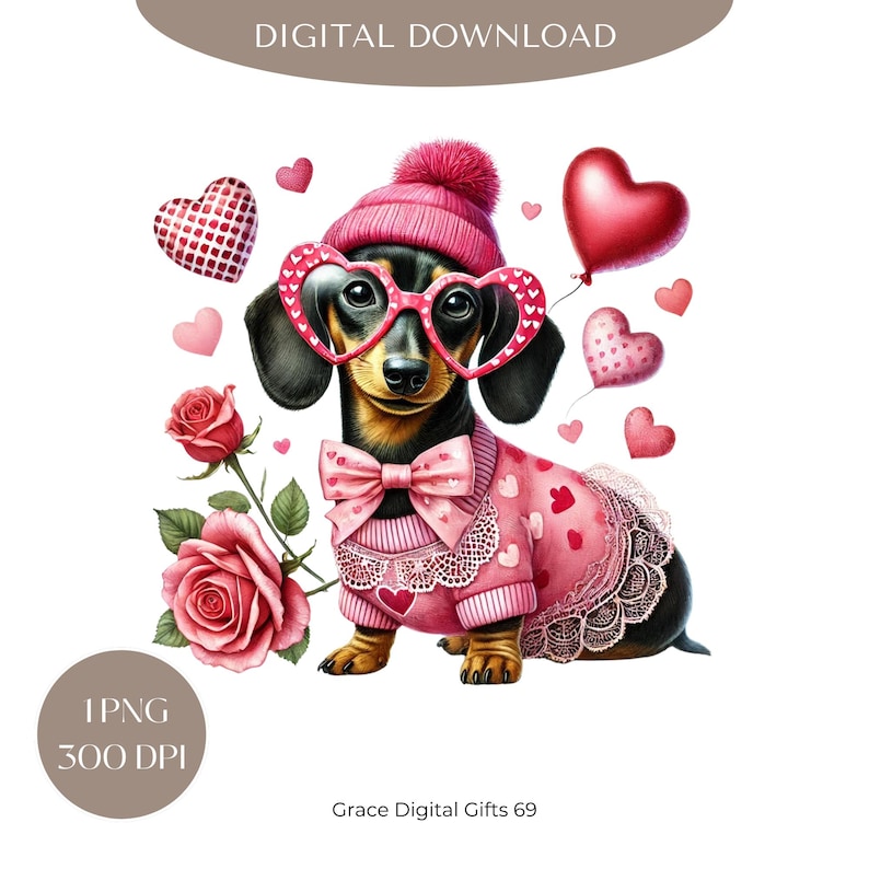Valentine Dachshund PNG: Dog Mom Clipart (digital Download) - Etsy