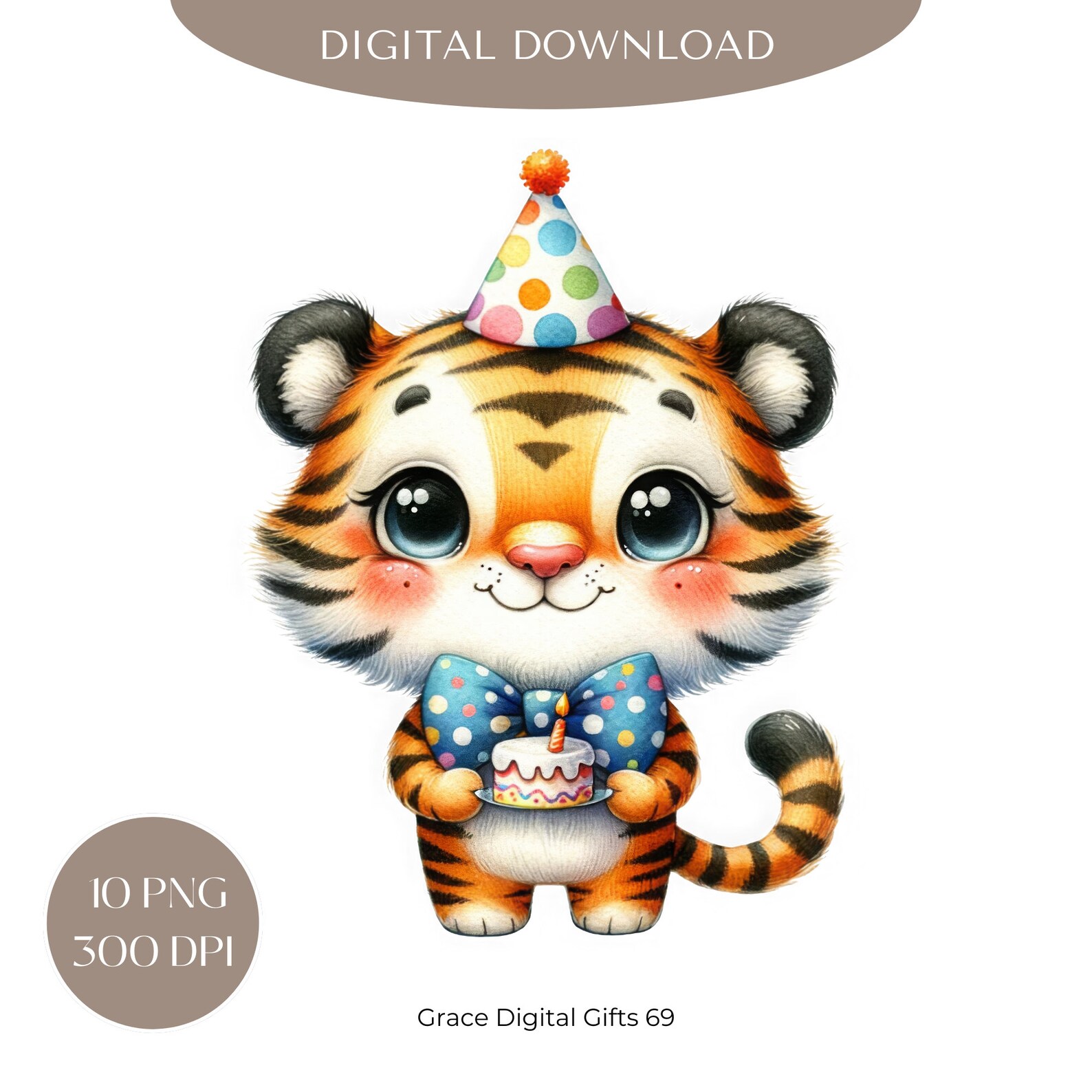 Safari Animal Birthday Party Clipart Bundle PNG, Cute Safari Animals ...
