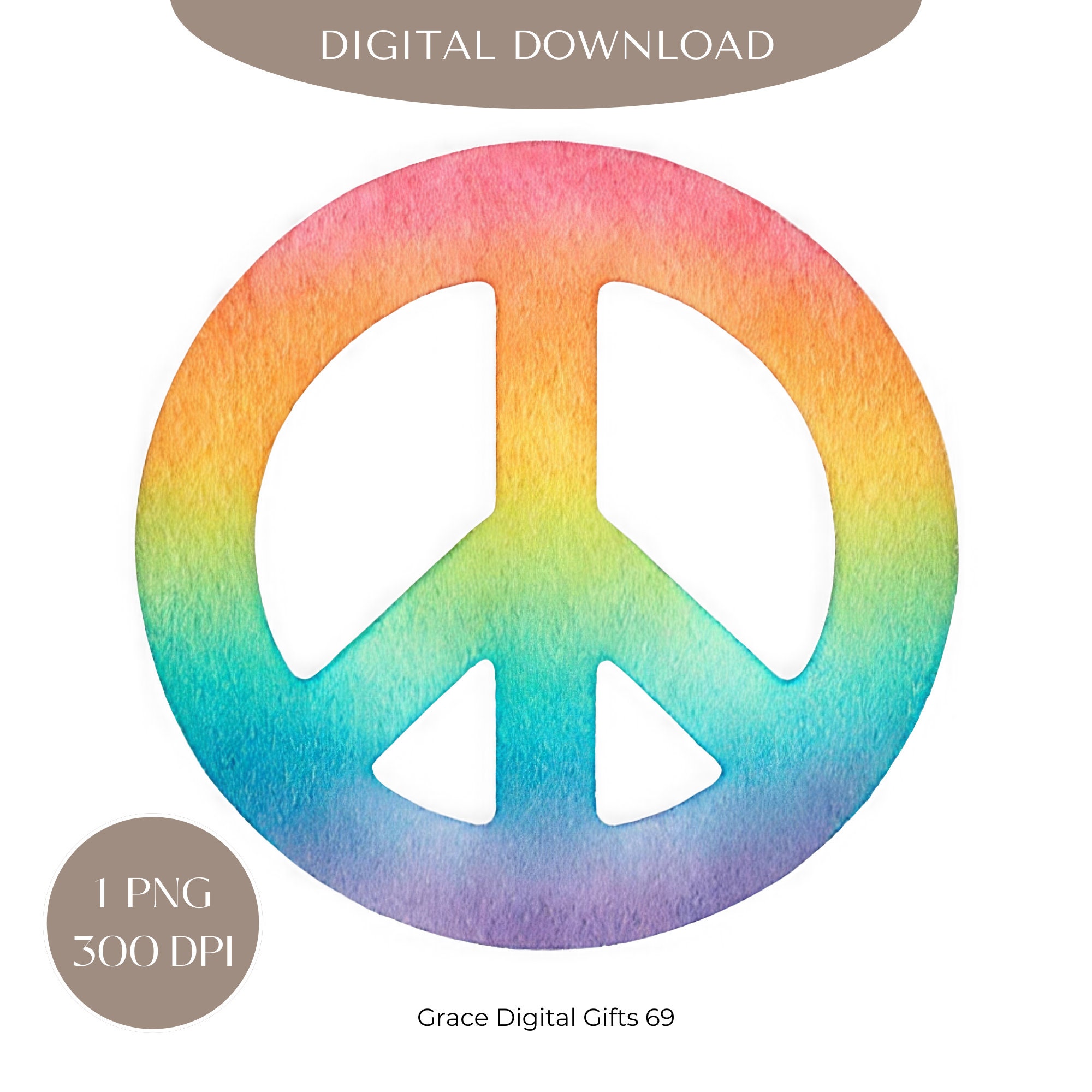 Watercolor Rainbow Peace Sign PNG, Peace Symbol Rainbow, Rainbow Png ...
