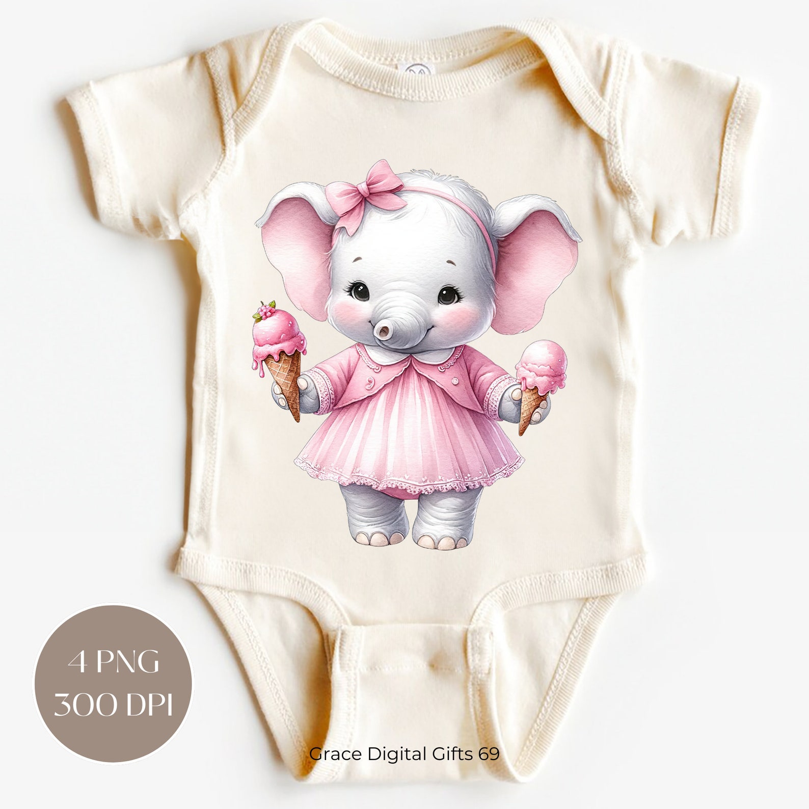 Cute Watercolor Baby Girl Elephants Clipart PNG, Little Elephants, Baby ...