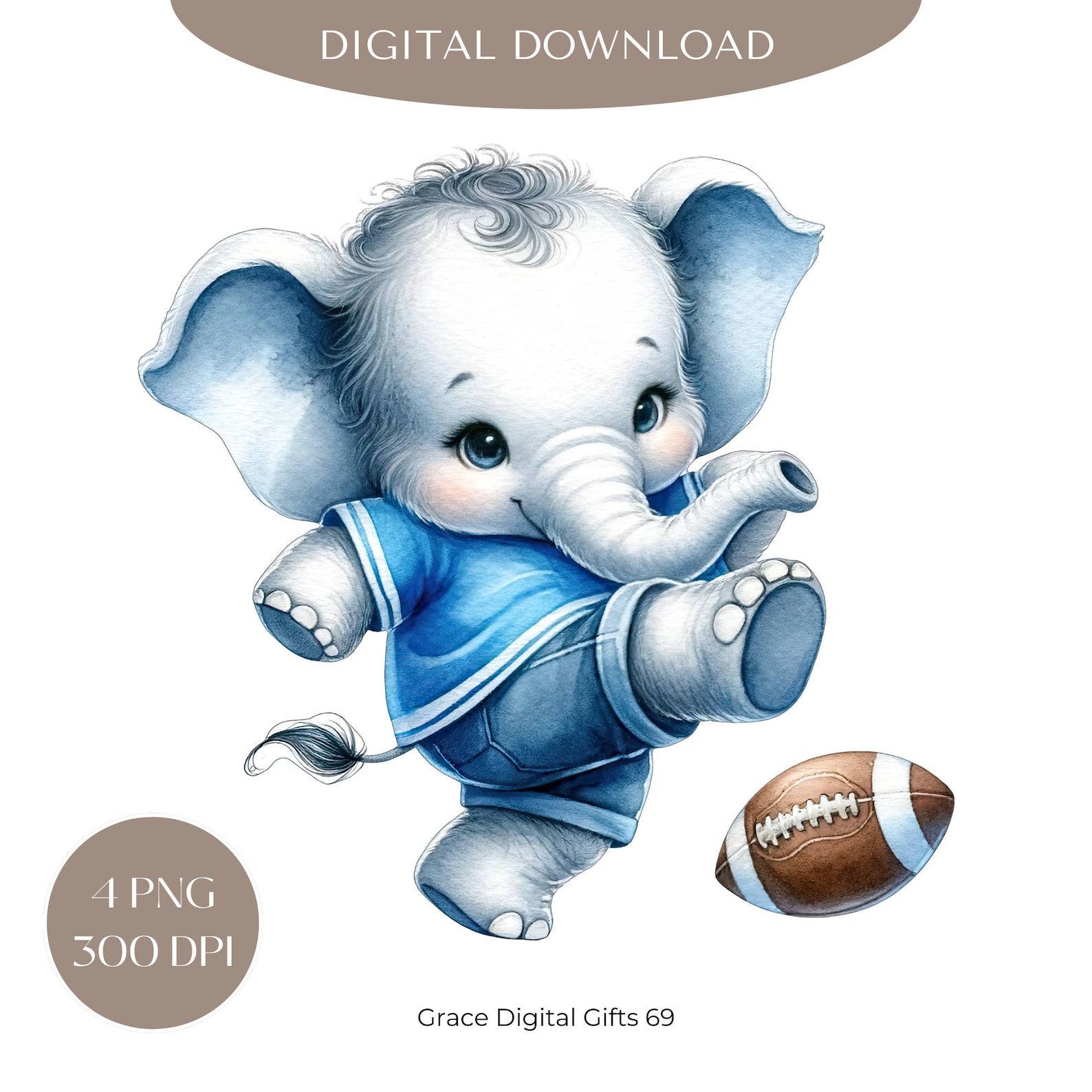 Cute Watercolor Baby Boy Elephants Clipart PNG, Little Elephants, Baby ...