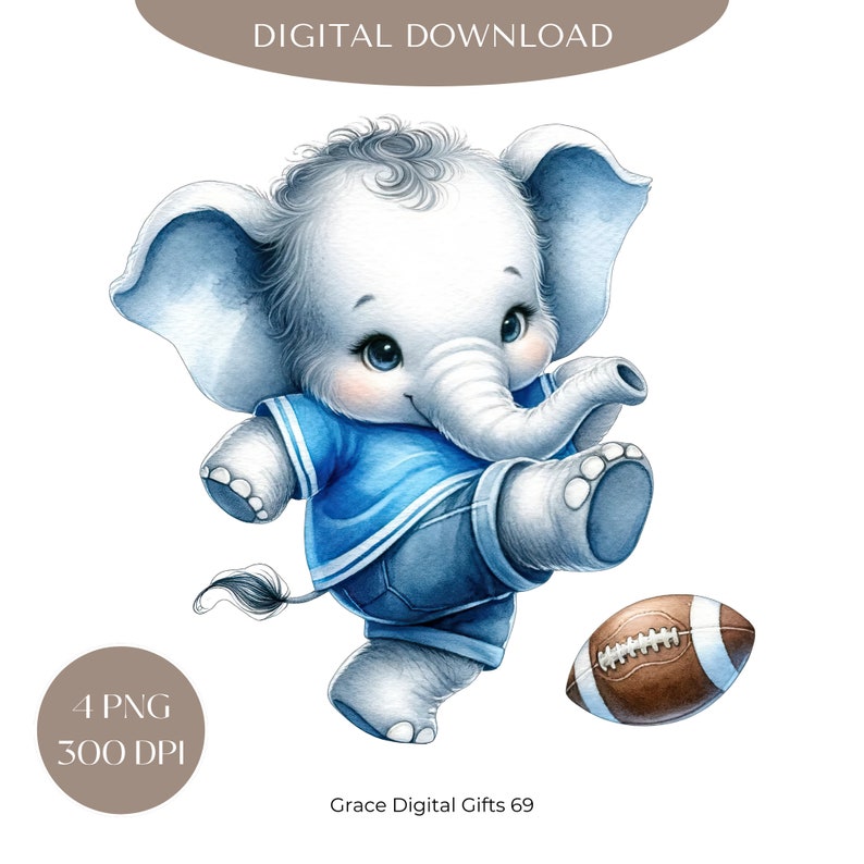 Cute Watercolor Baby Boy Elephants Clipart PNG, Little Elephants, Baby ...