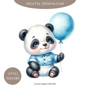 Cute Watercolor Baby Boy Pandas Clipart PNG, Little Pandas, Baby-shower ...