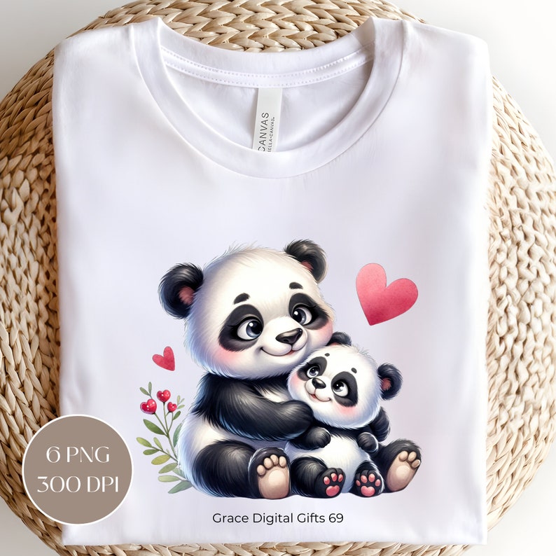 Watercolor Valentines Cute Panda Clipart PNG Bundle, Animals Clipart ...