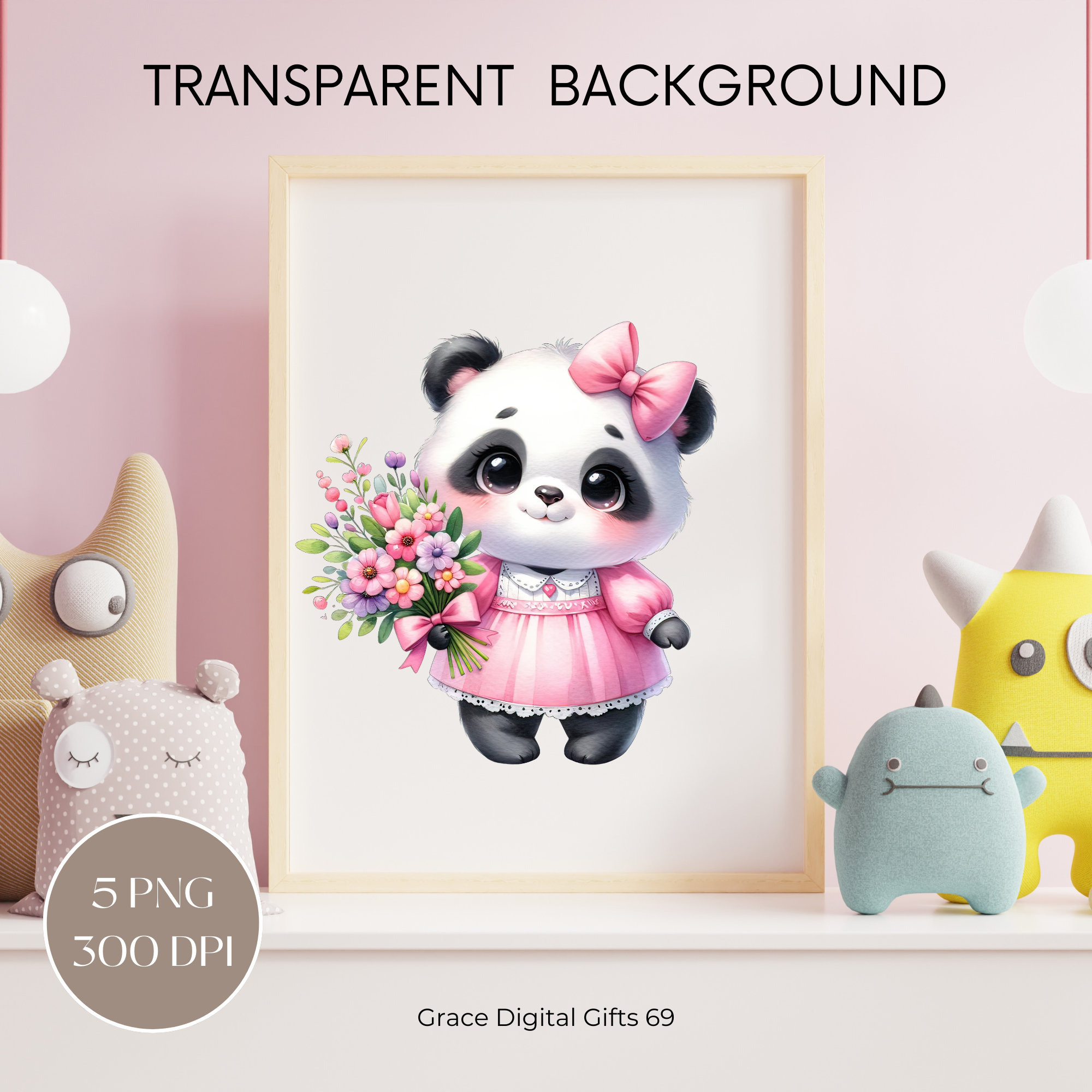 Cute Watercolor Baby Girl Pandas Clipart PNG, Little Pandas, Baby ...