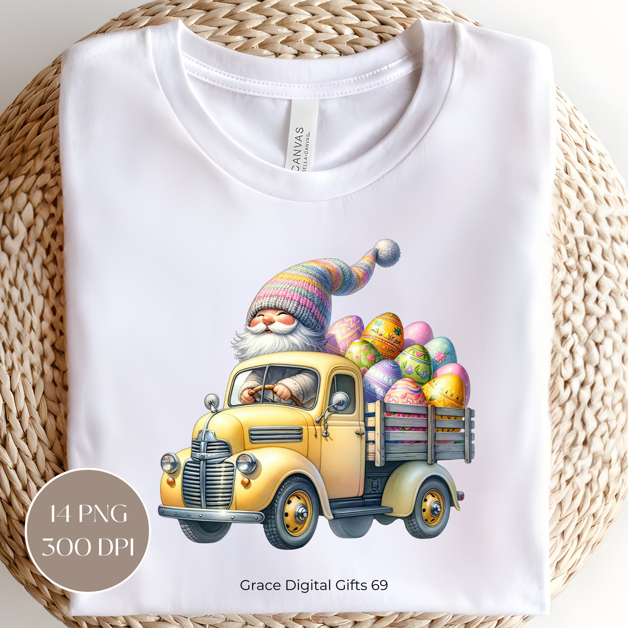 Easter Gnomes With Vintage Truck Clipart Bundle, Spring Gnomes PNG ...