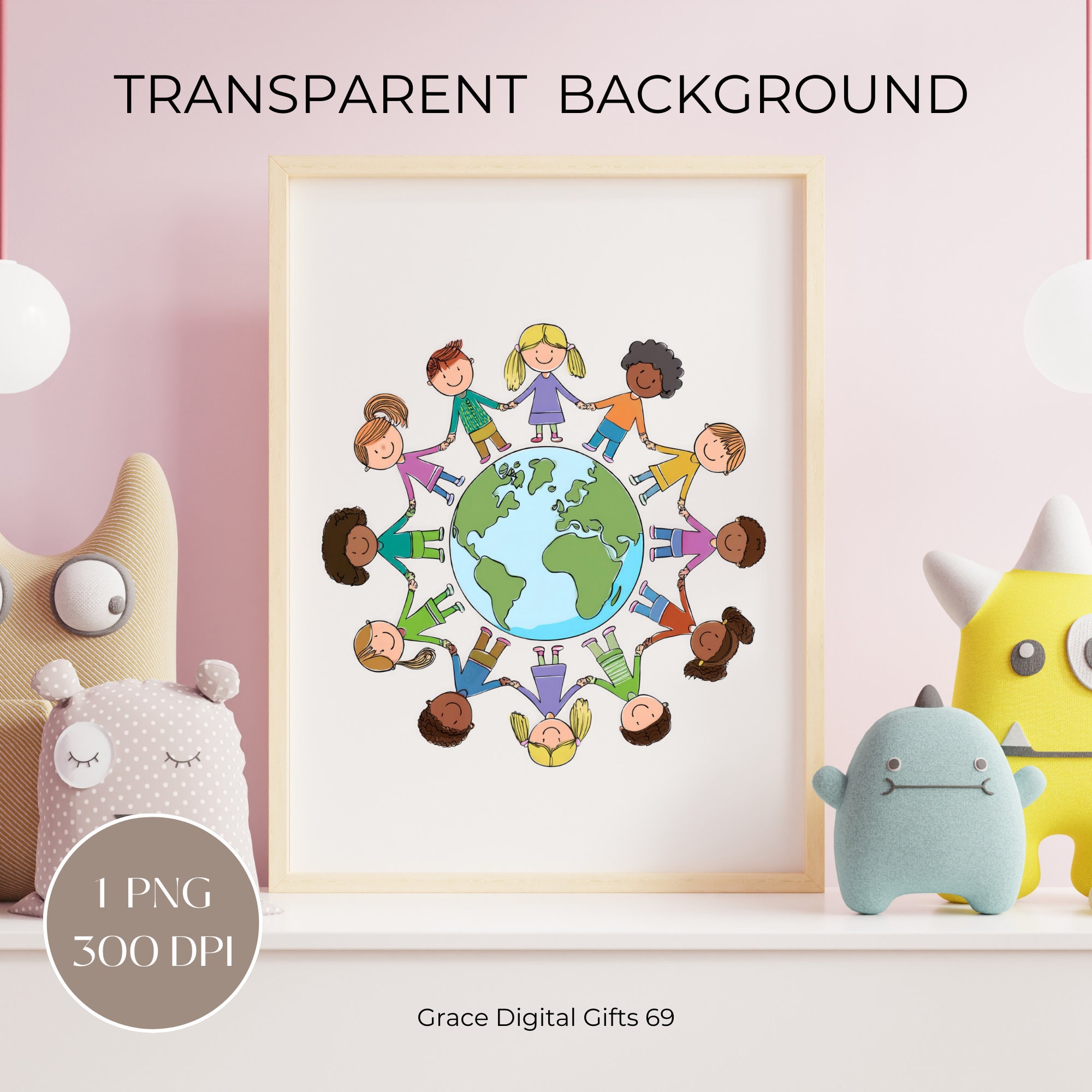 Children Around the World PNG: Peace Symbol Clipart (digital Download ...
