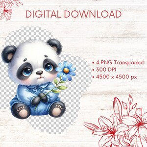 Cute Watercolor Baby Boy Pandas Clipart PNG, Little Pandas, Baby-shower ...