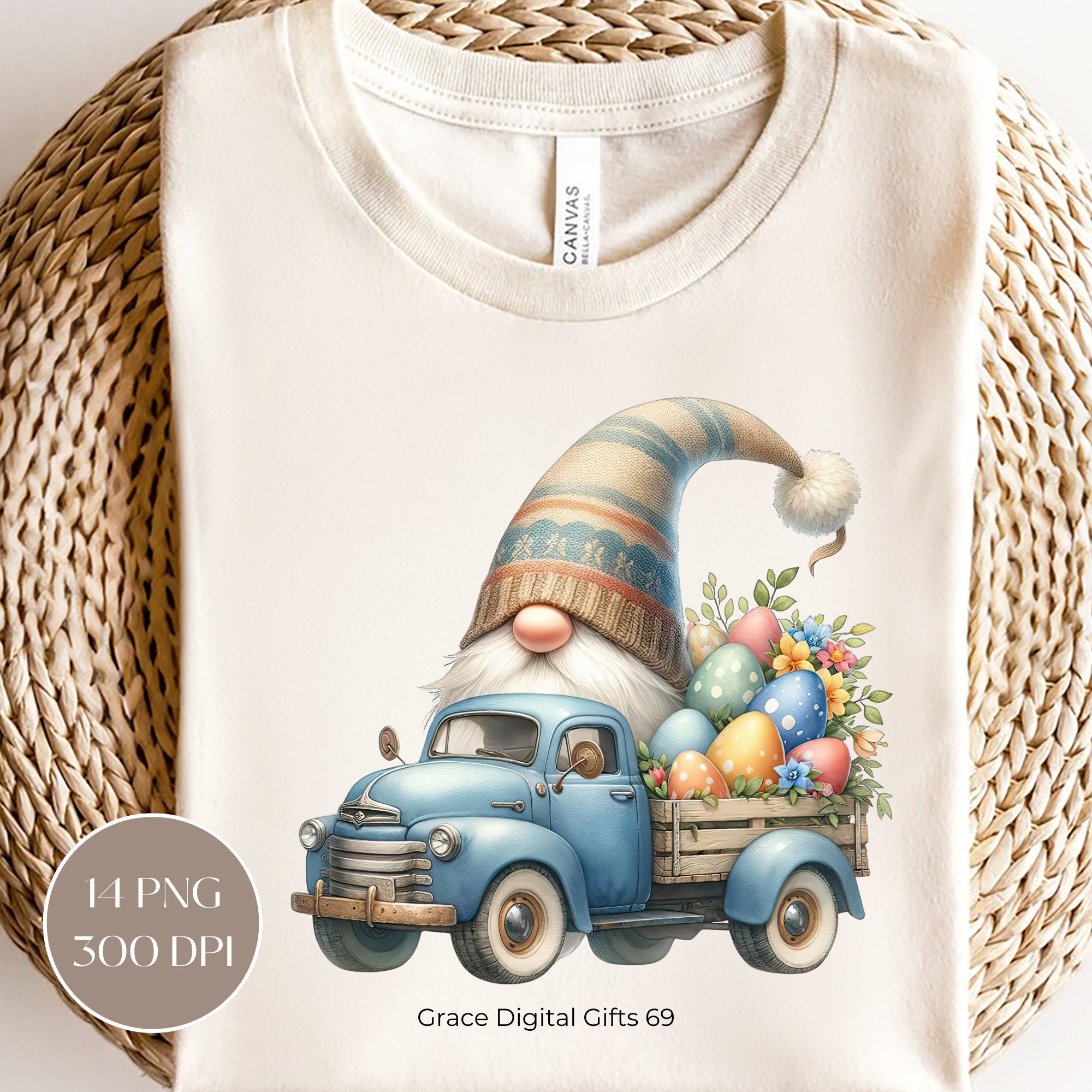 Easter Gnomes With Vintage Truck Clipart Bundle, Spring Gnomes PNG ...
