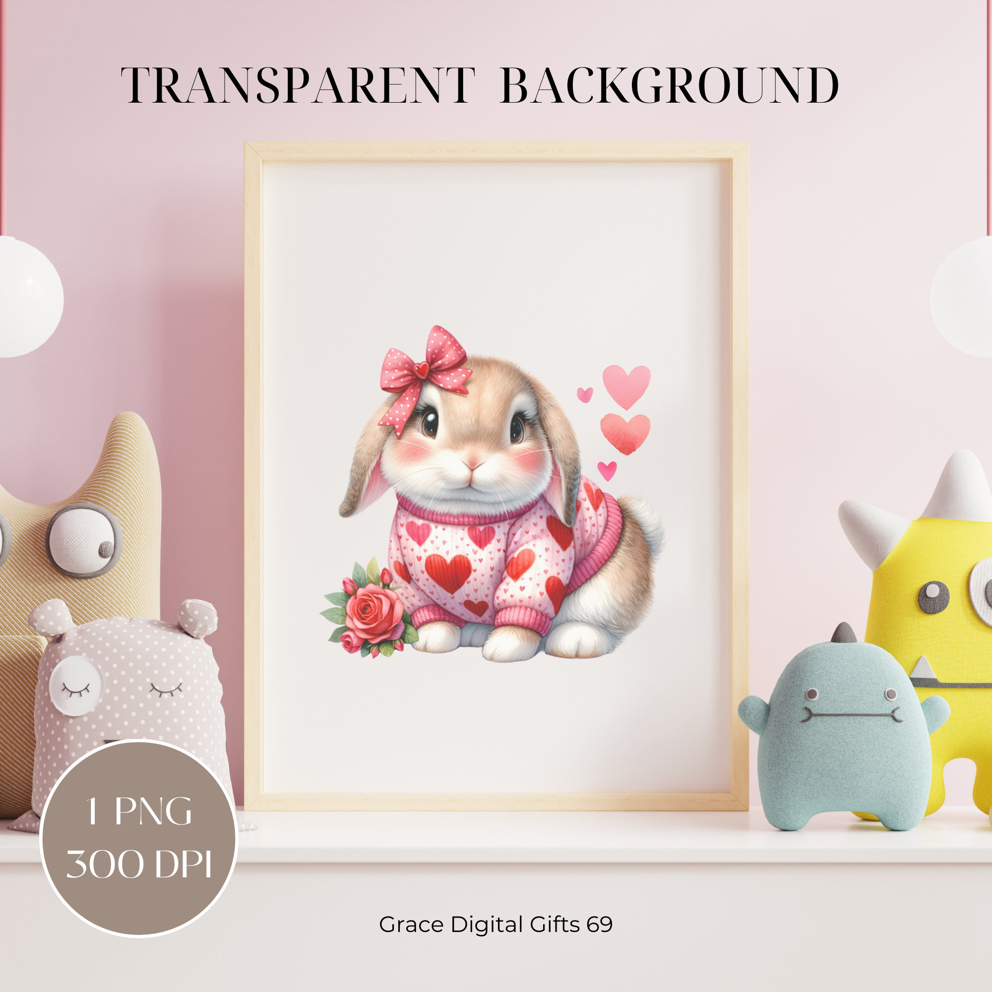 Watercolor Valentines Cute Rabbit Clipart PNG, Animals Clipart Nursery ...