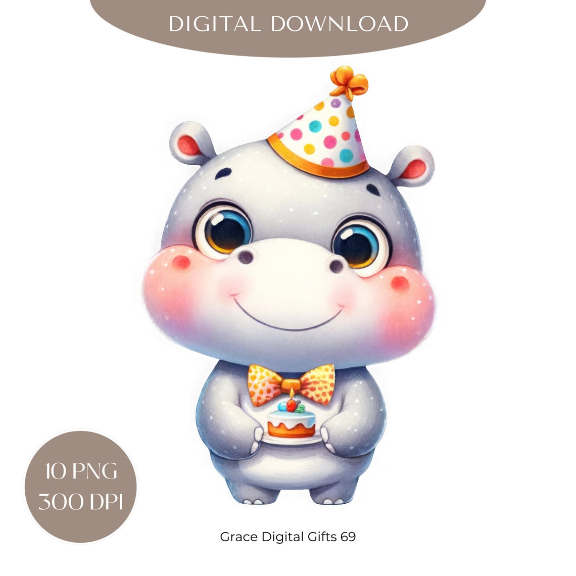 Safari Animal Birthday Party Clipart Bundle PNG, Cute Safari Animals ...