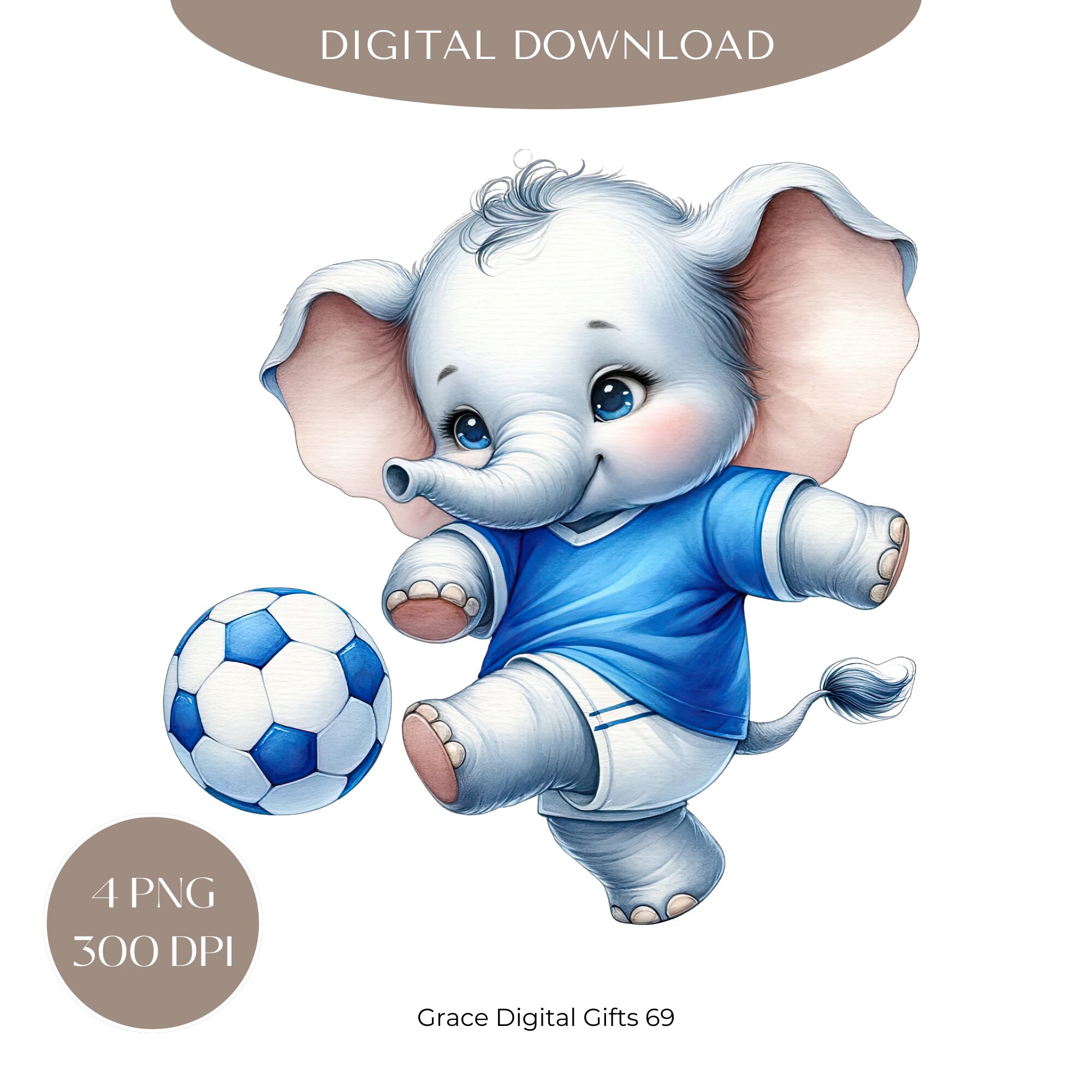 Watercolor Baby Elephant Clipart: Boy Nursery PNG (digital Download) - Etsy