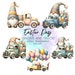 Easter Gnomes With Vintage Truck Clipart Bundle, Spring Gnomes PNG ...
