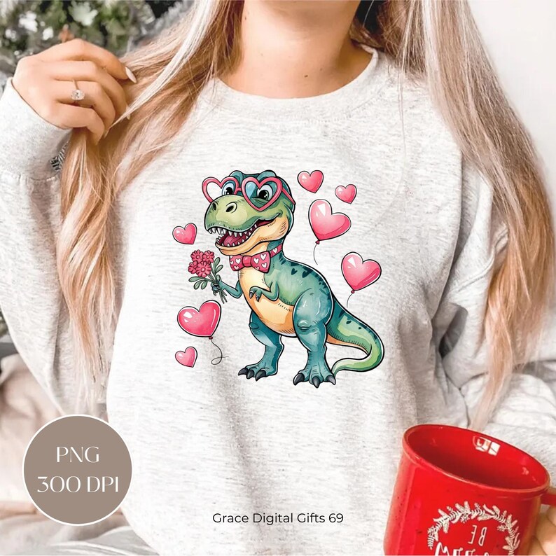 Valentine's Day T-rex PNG, Dinosaur Love Valentine, T-rex Valentine Png ...