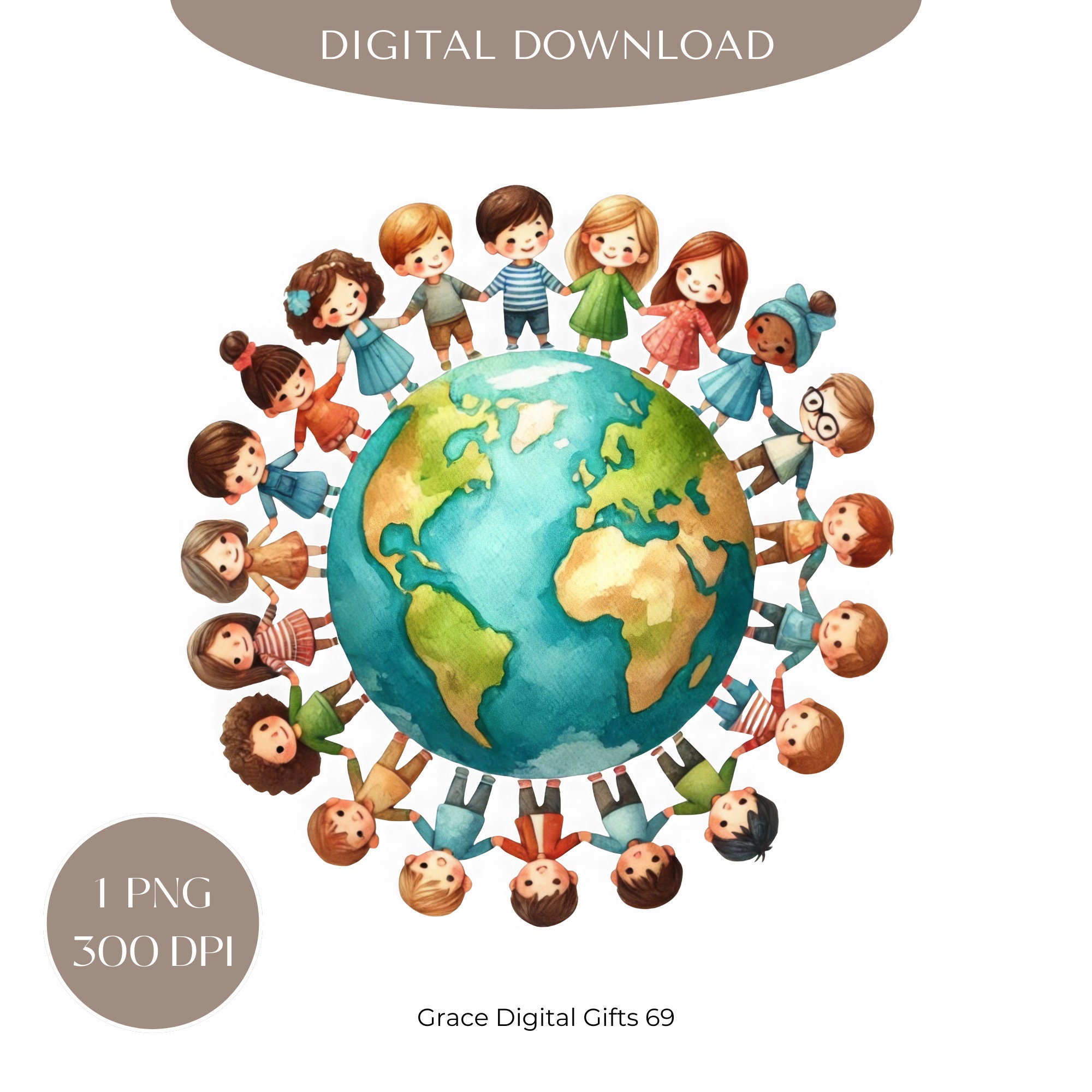 Children Around the World PNG: Peace Symbol Clipart (digital Download ...