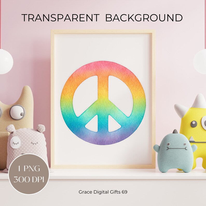 Watercolor Rainbow Peace Sign PNG, Peace Symbol Rainbow, Rainbow Png ...