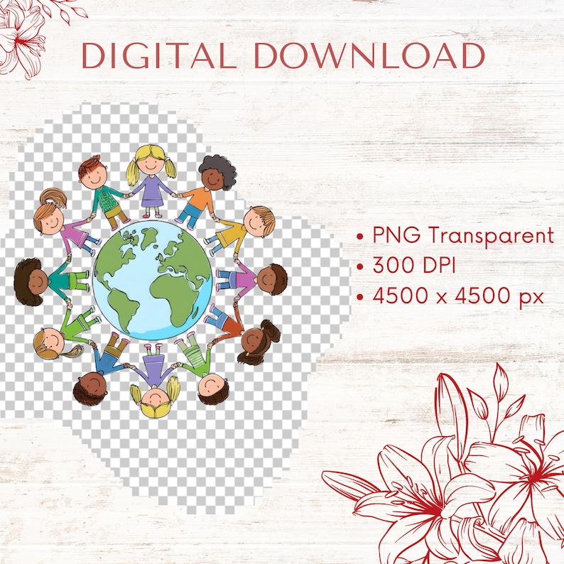 Children Around the World PNG: Peace Symbol Clipart (digital Download ...