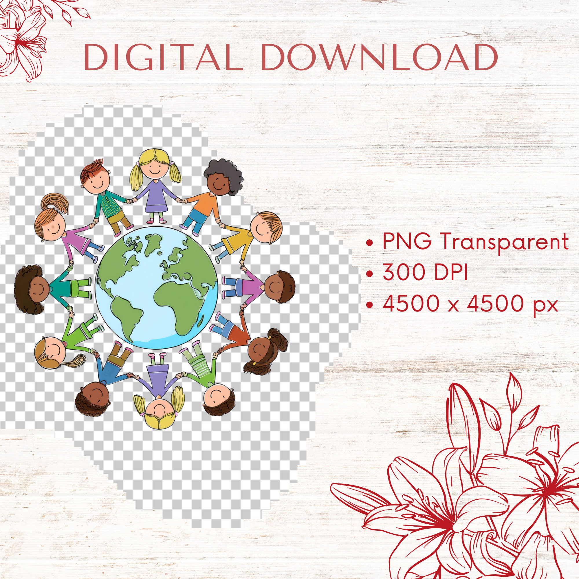 Children Around the World PNG: Peace Symbol Clipart (digital Download ...