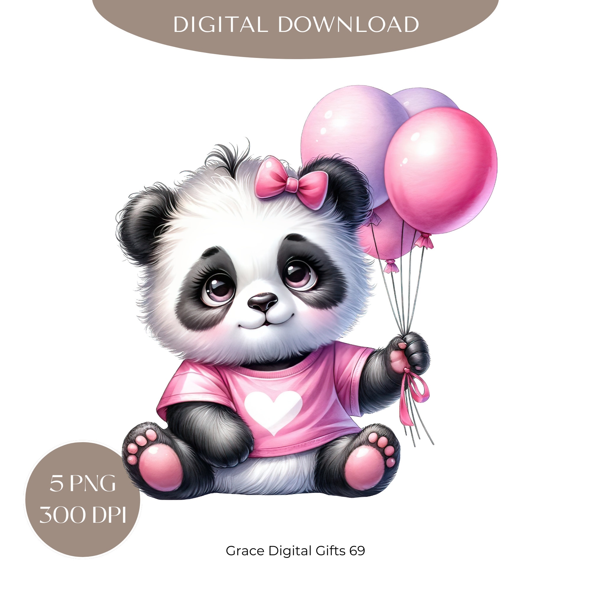 Cute Watercolor Baby Girl Pandas Clipart PNG, Little Pandas, Baby ...