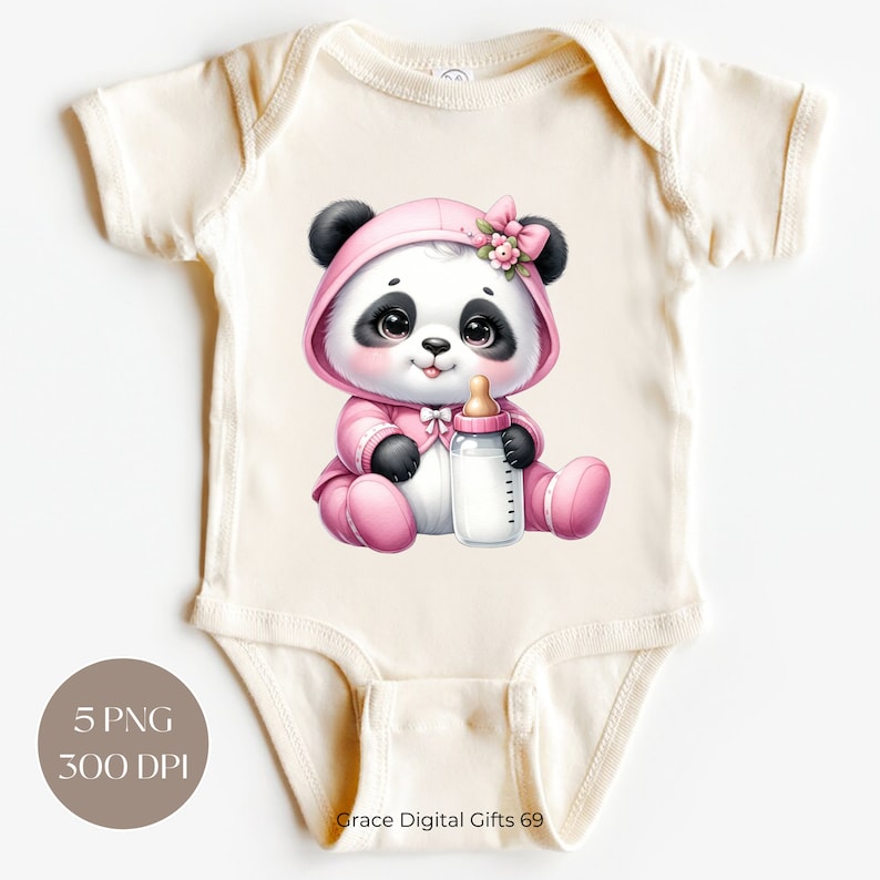 Watercolor Baby Girl Panda Clipart: Nursery PNG (digital Download ...