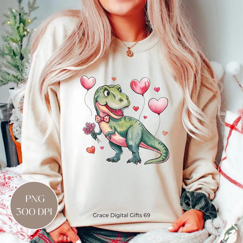 Valentine's Day T-rex PNG, Dinosaur Love Valentine, T-rex Valentine Png ...