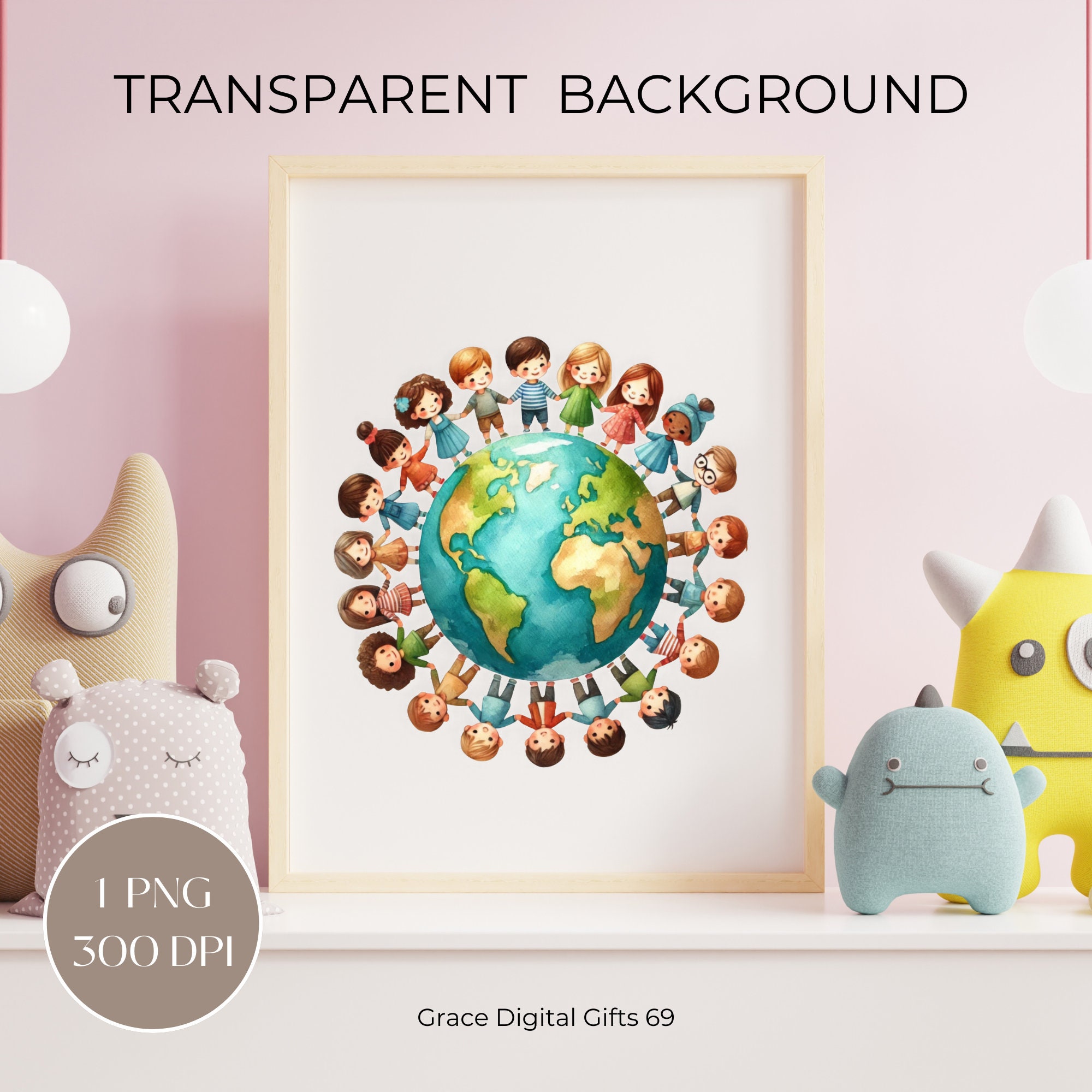 Children Around the World PNG: Peace Symbol Clipart (digital Download ...
