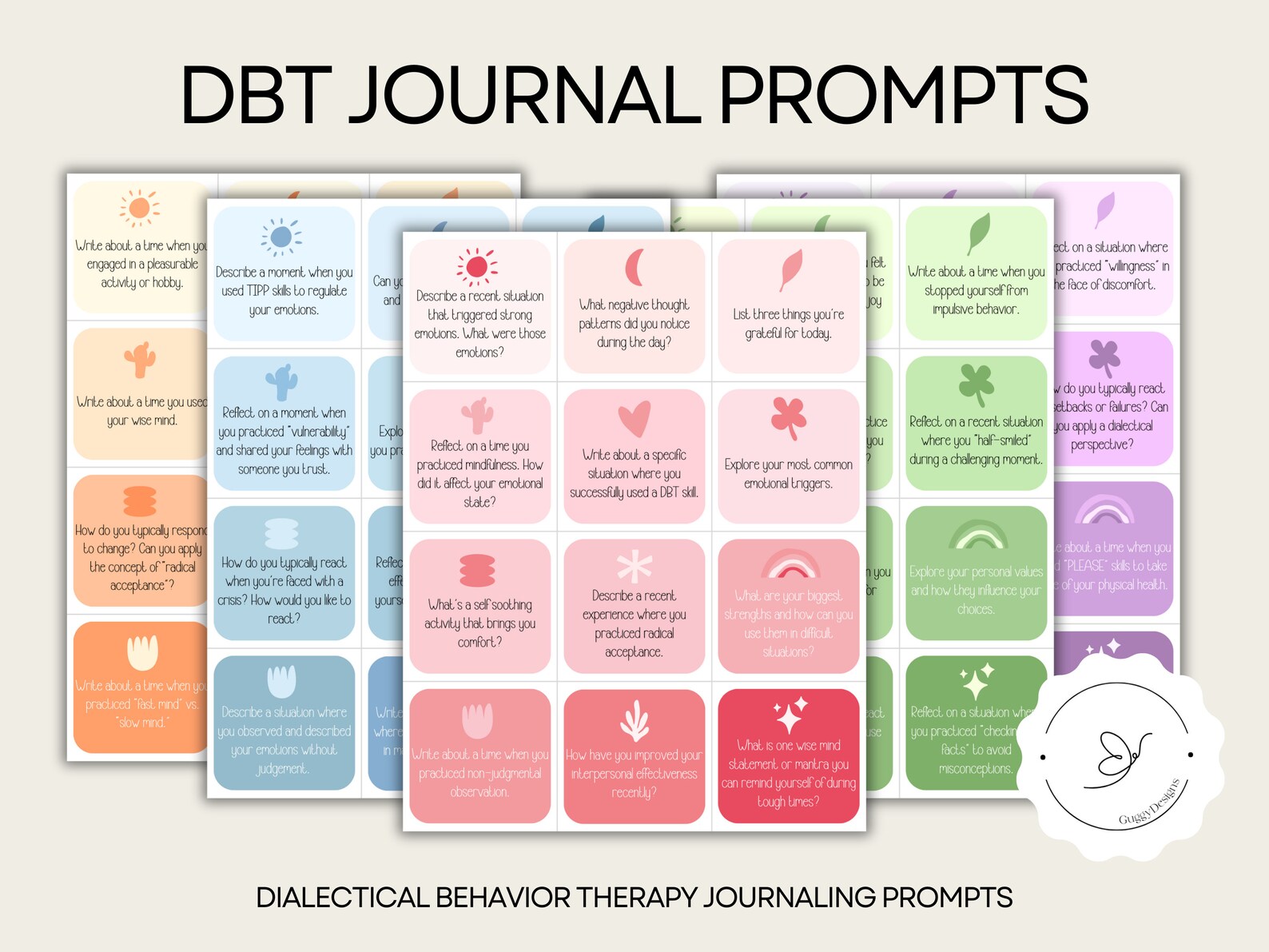 60 DBT Journal Prompt Cards: Digital Download Boost Emotional Wellness ...