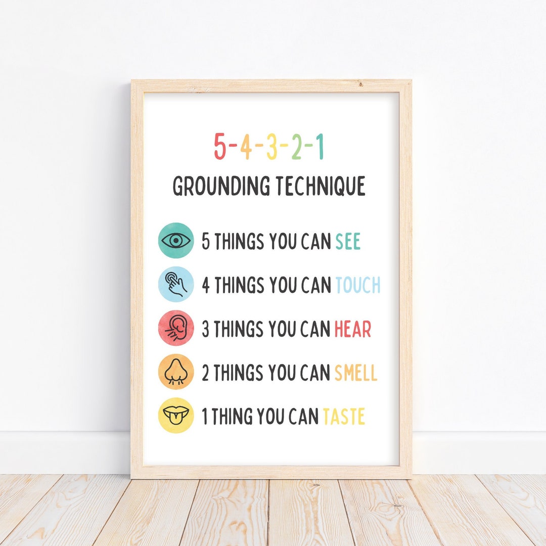 54321 Grounding Technique Poster Coping Skills Printable 5 Senses ...