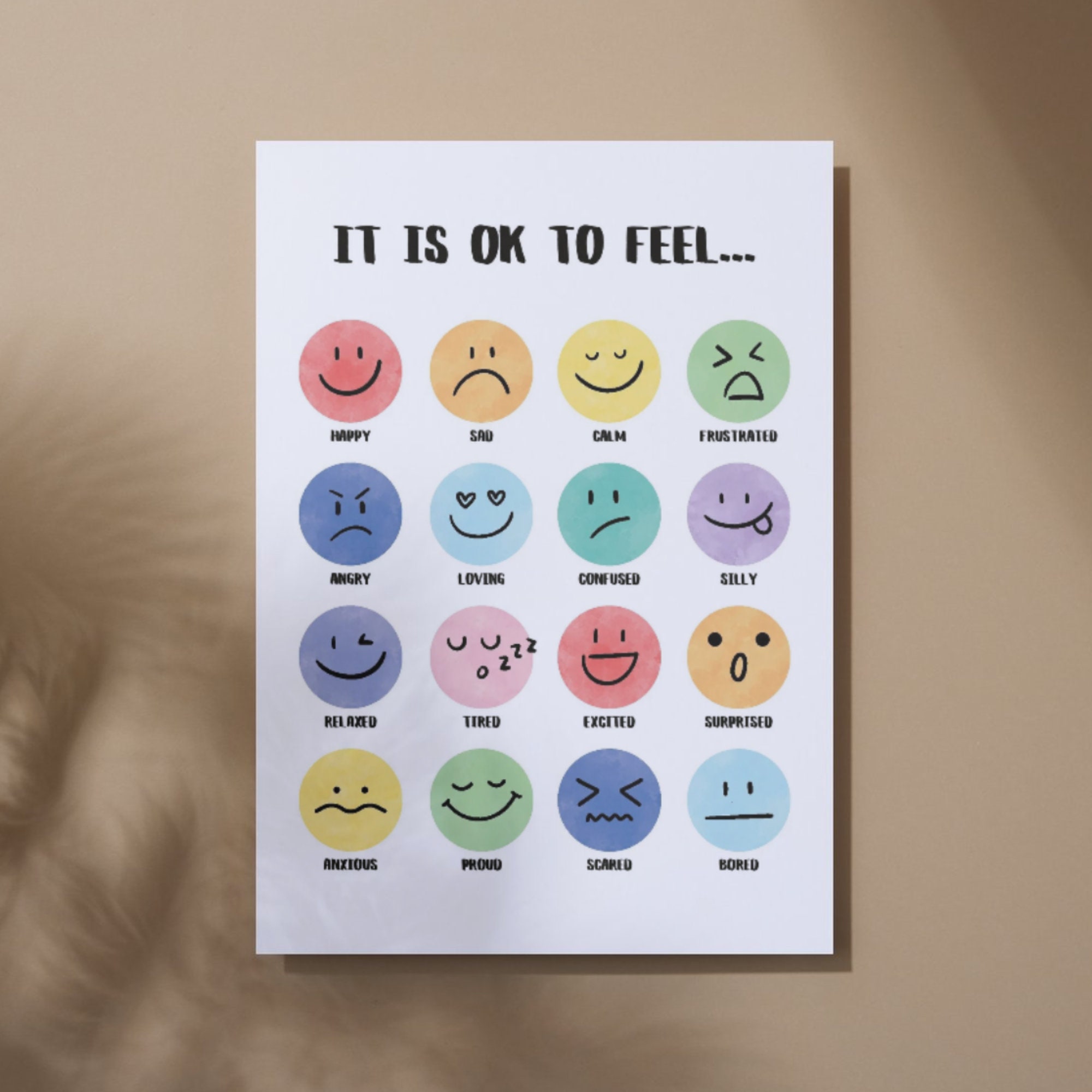 It's Okay to Feel Poster, Classroom Decor, Therapist Office Prints ...