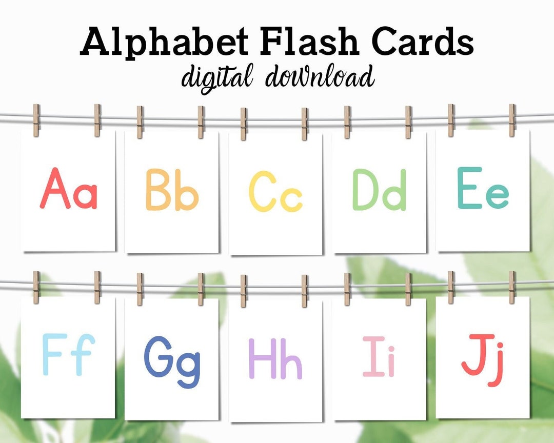 Alphabet Flash Cards, ABC Educational Cards, Kids Rainbow Color ...