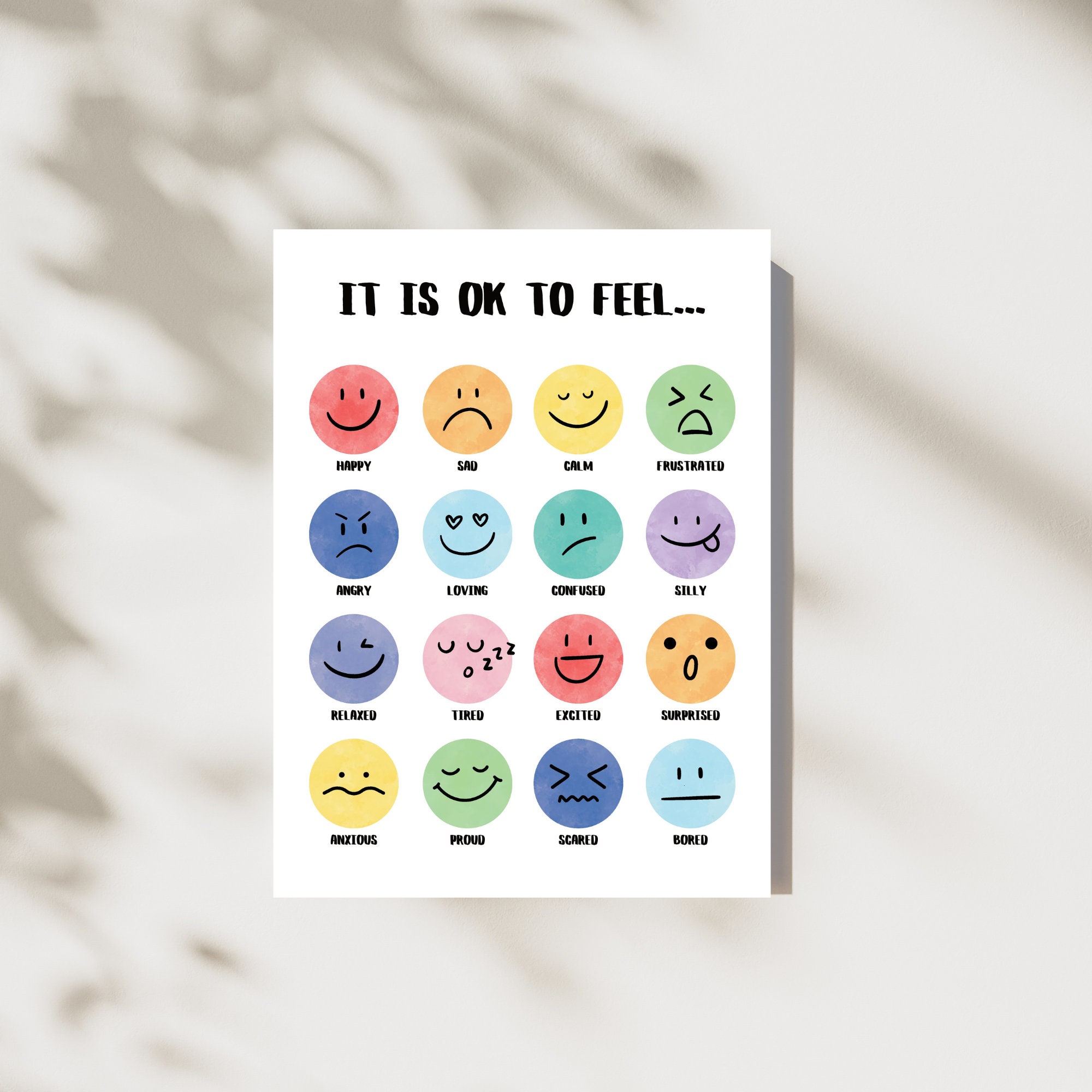 It's Okay to Feel Poster, Classroom Decor, Therapist Office Prints ...