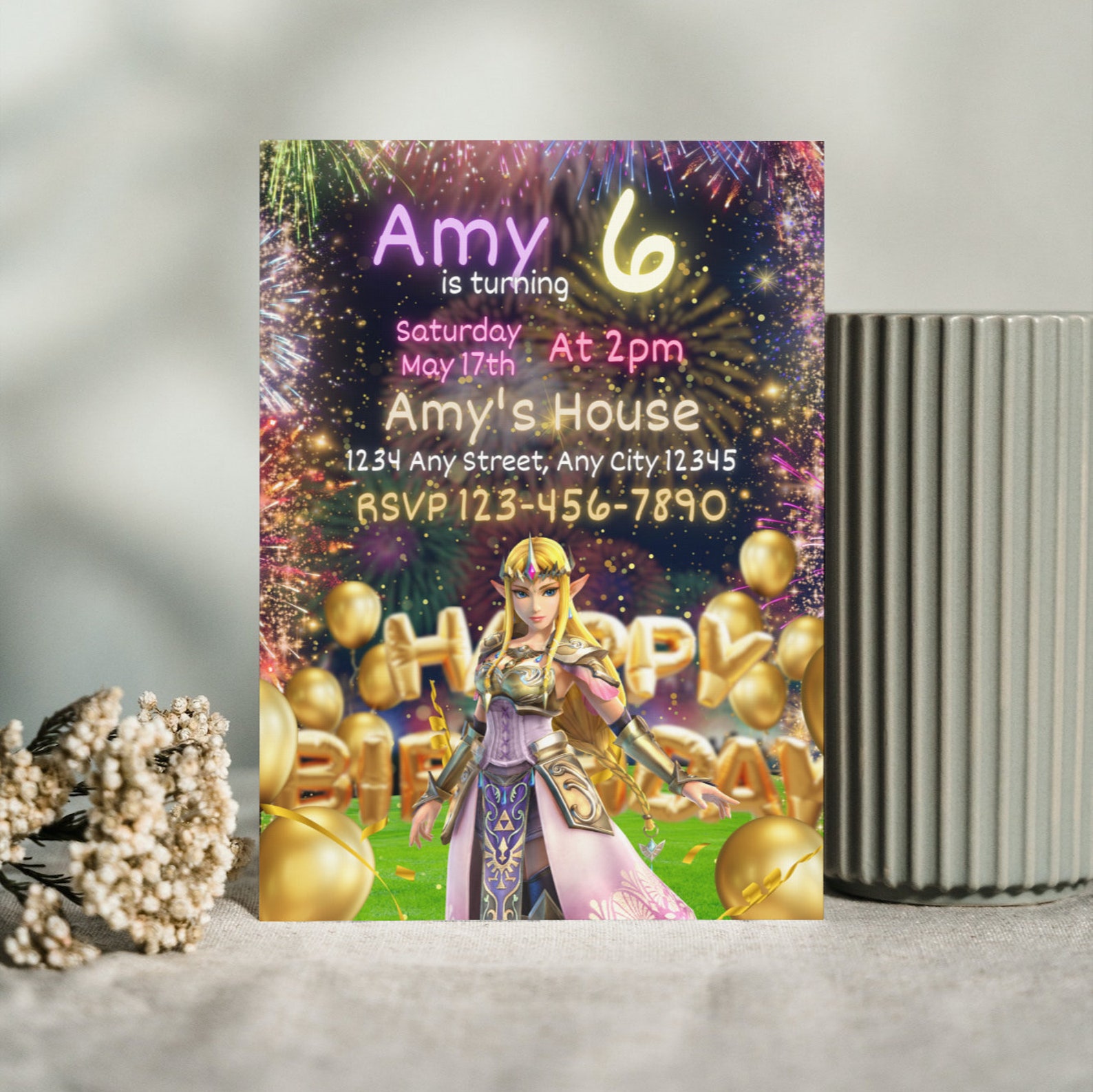 Princess Zelda Birthday Invitation Link Invite Printable Nintendo ...