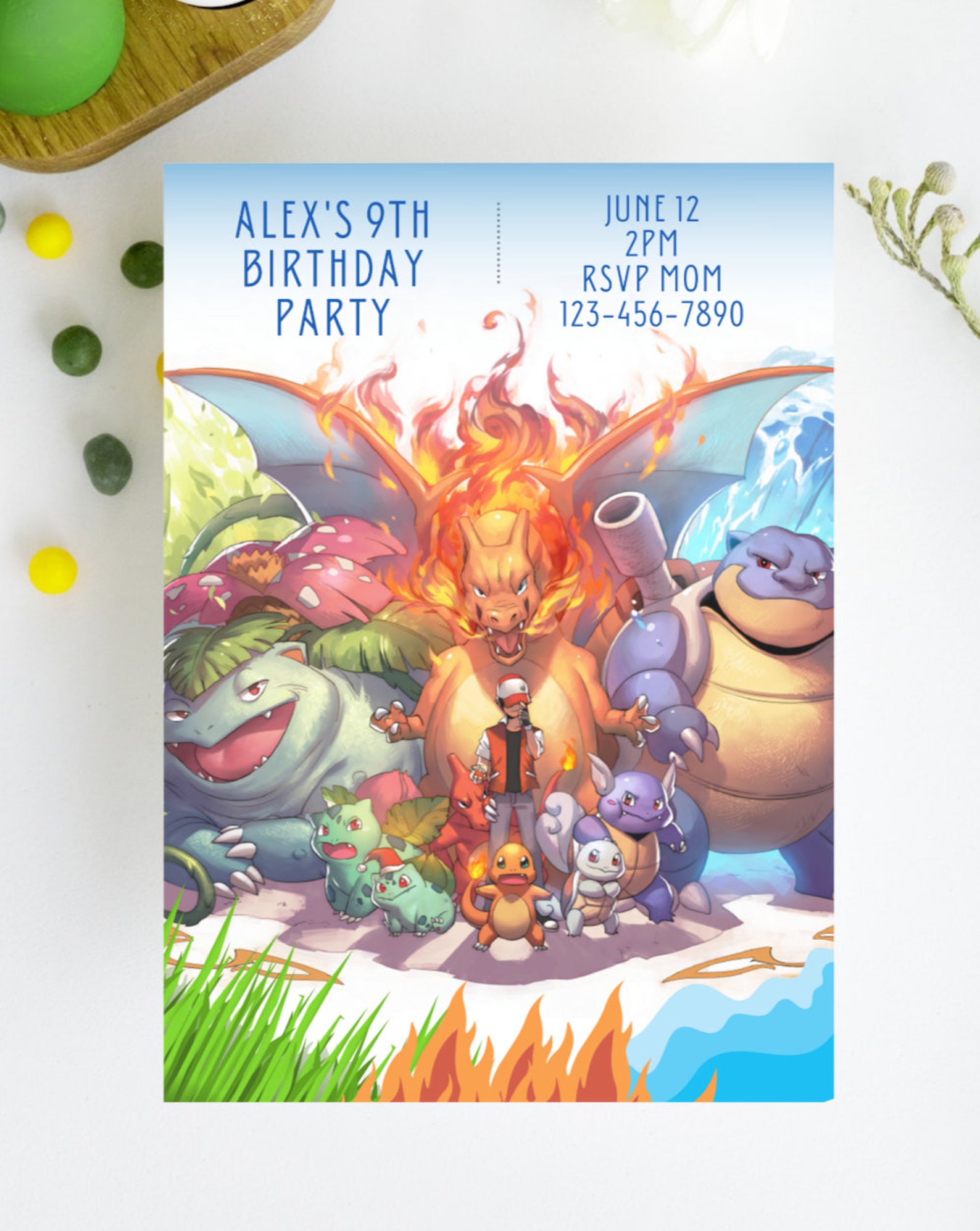 Charizard Pokemon Birthday Invitation Pokemon Invite Canva - Etsy