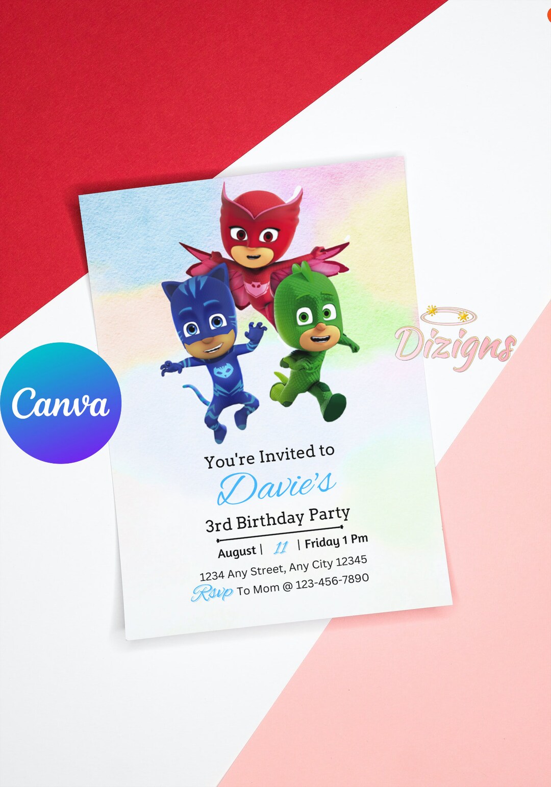 PJ Mask Birthday Invitation PJ Mask Invite Printable PJ Masks Invite ...